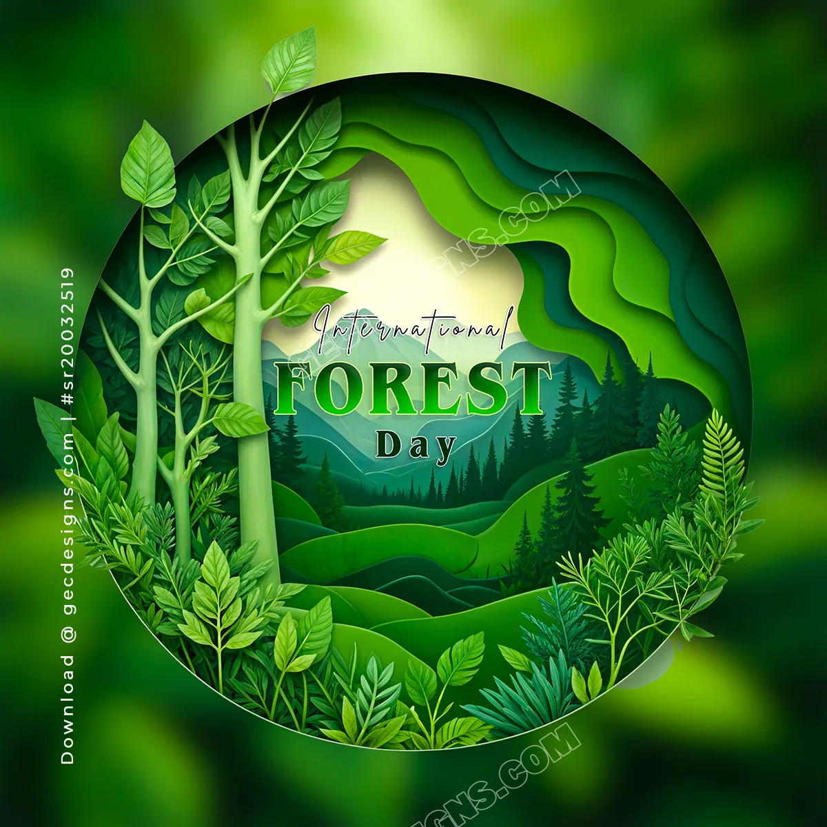 World Forest Day illustration paper cut style - GEC Designs