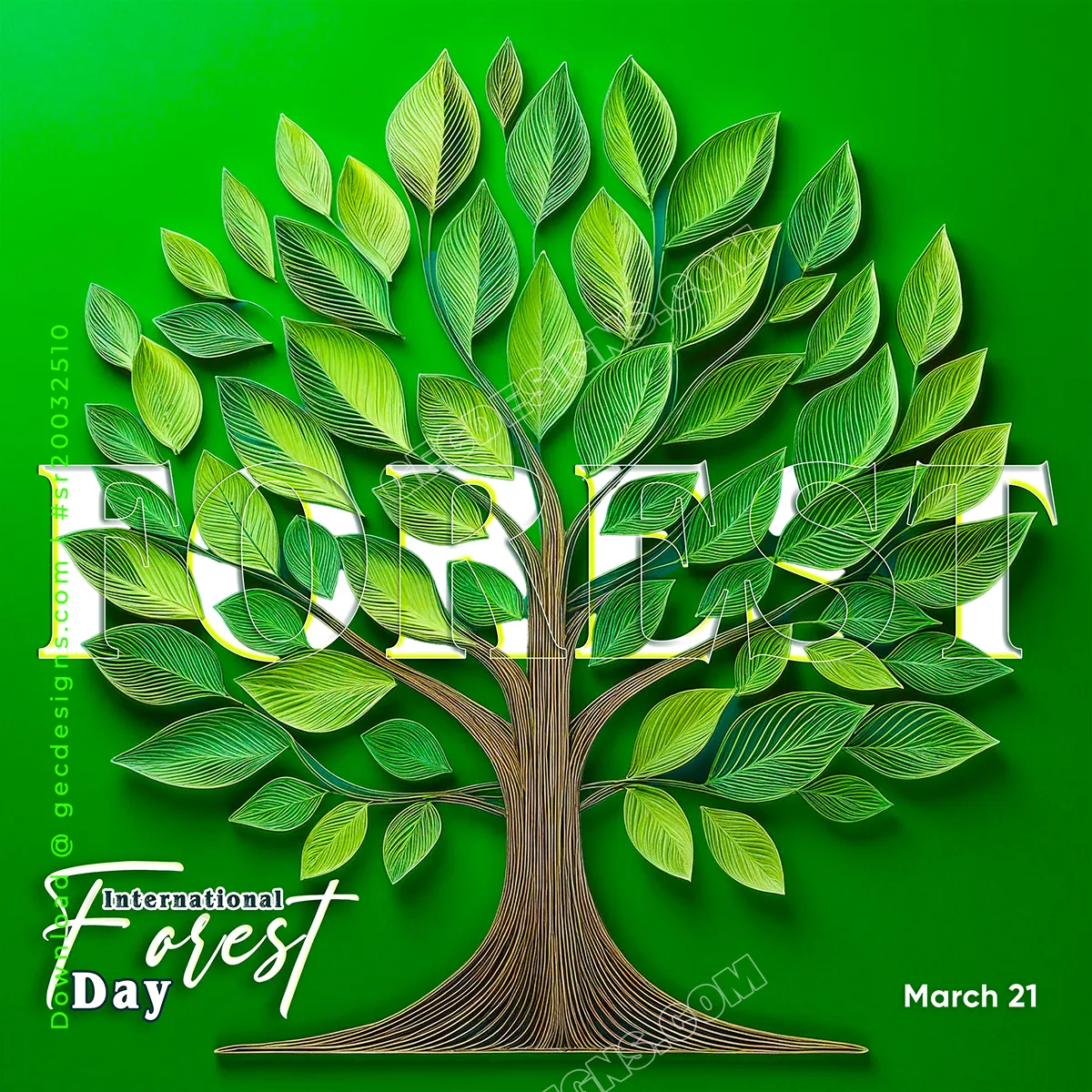 World Forestry Day 2025, wishes with single tree background vector ...