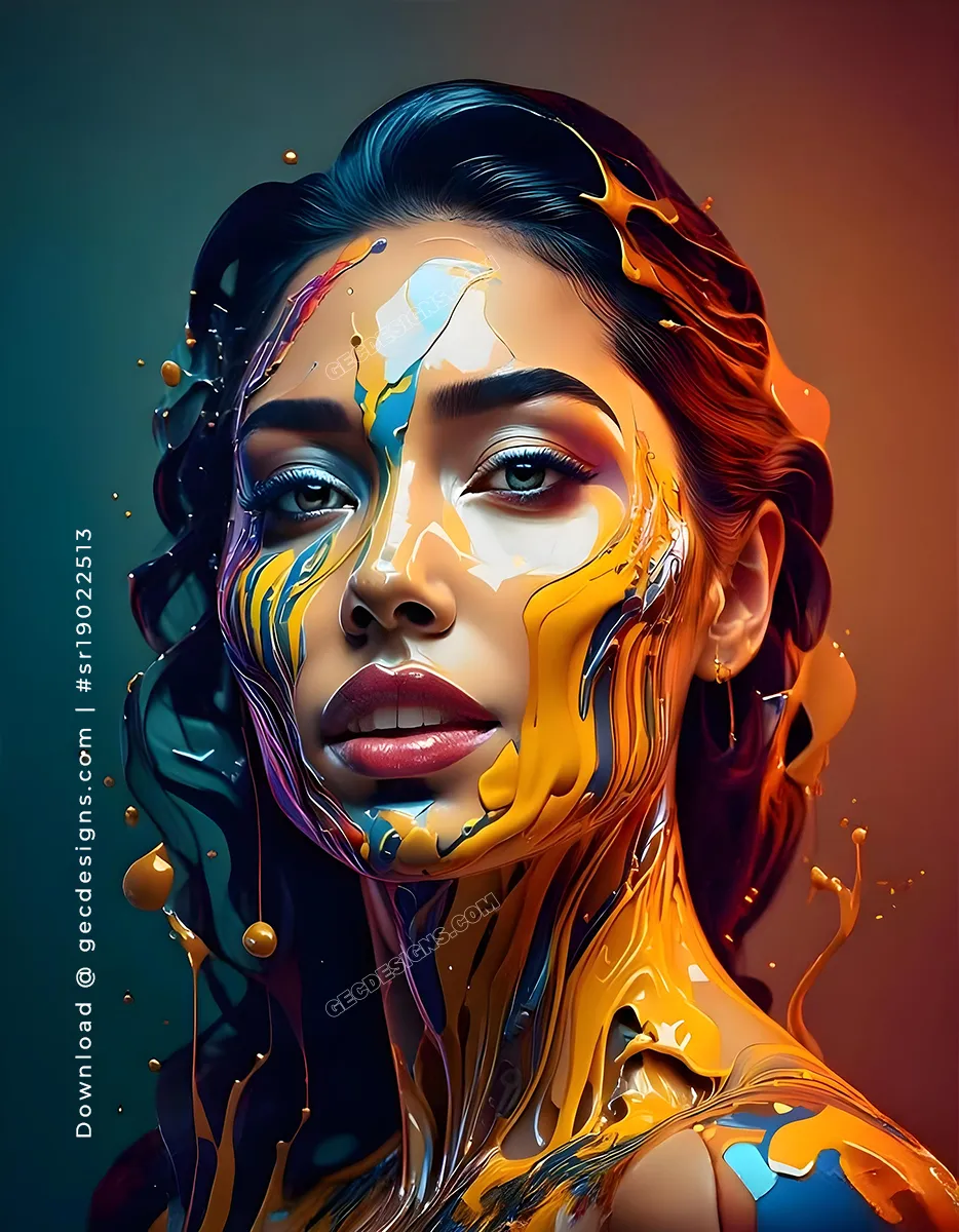 Young woman with colorful paints on her face AI Generated, Human ...